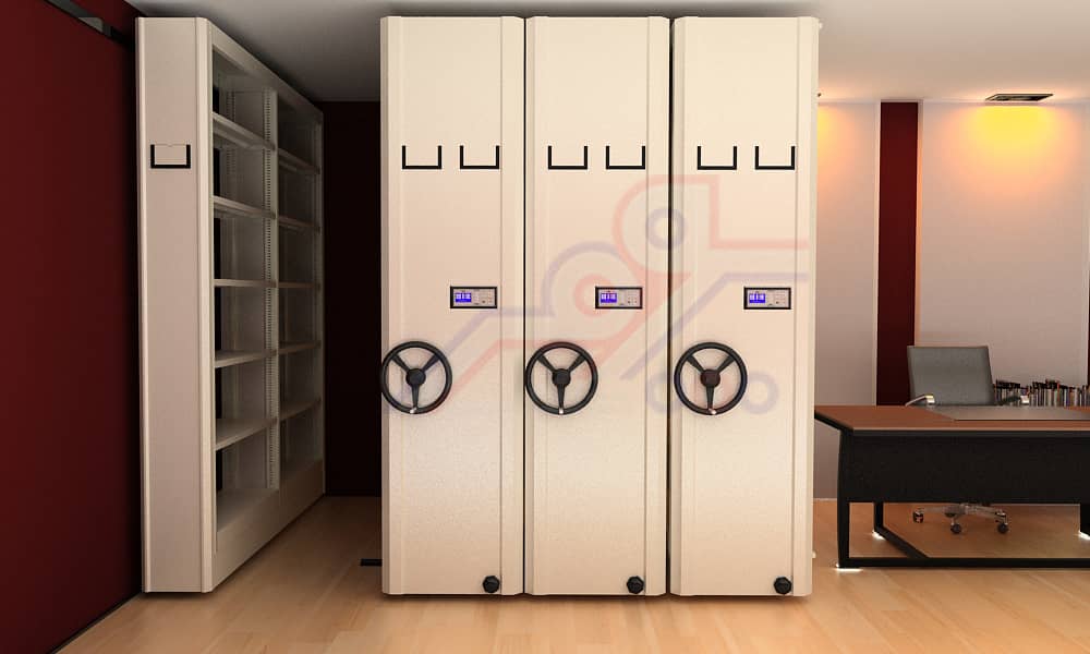 electric mobile shelving (Code 02) - سیستم بایگانی ریلی پومر